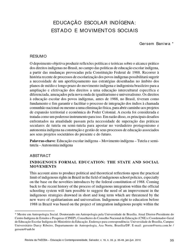 Baniwa_educação escolar indígena | PDF | Estado | Brasil