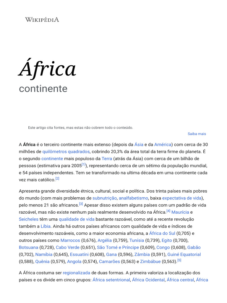 África - Wikipédia, A Enciclopédia Livre | PDF | África | Magrebe