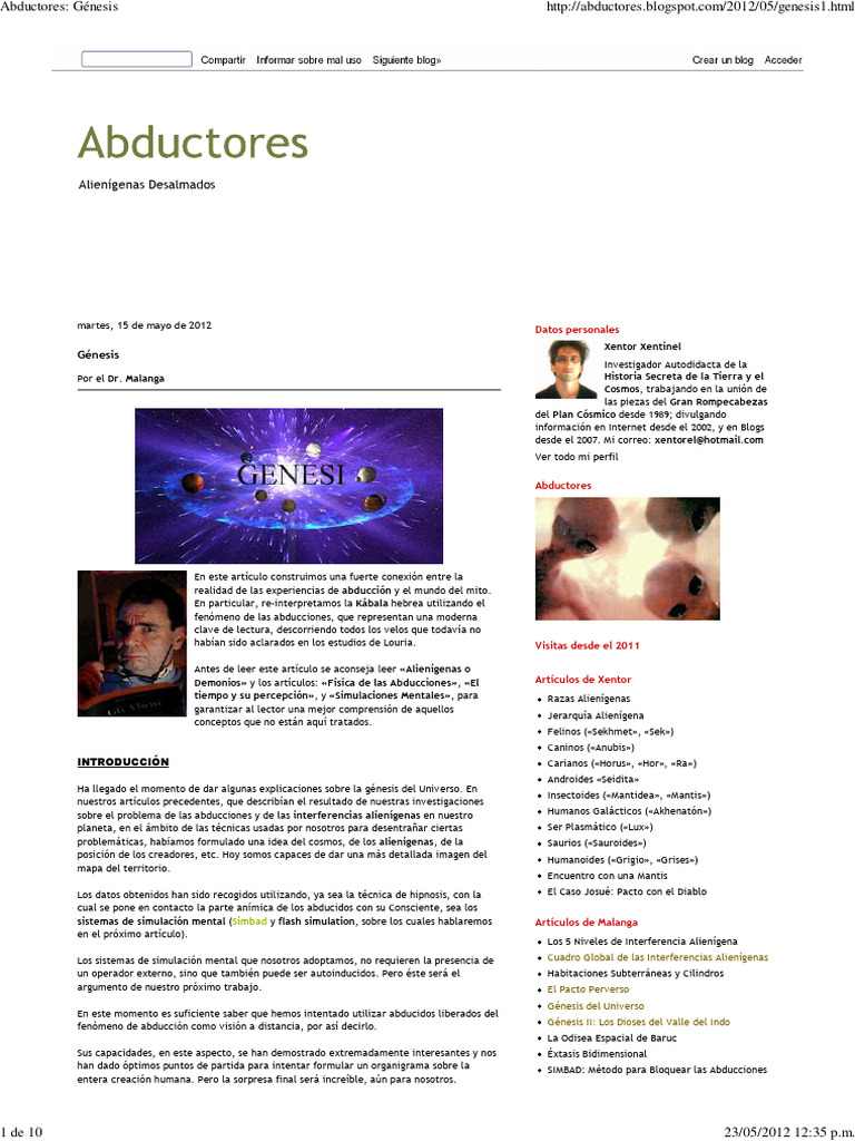 Abductores - Génesis | PDF | Abducción alienigena | Hipnosis