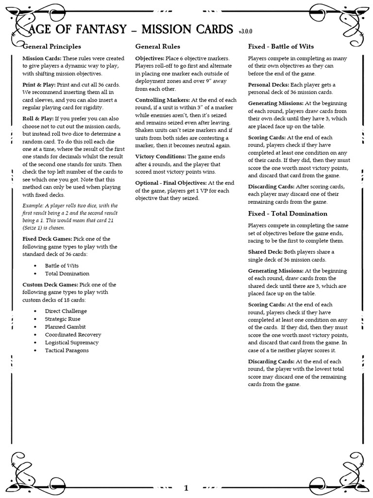 Age of Fantasy Mission Cards Guide | PDF