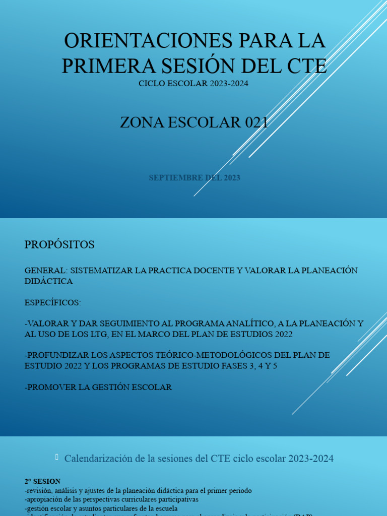 Orientaciones para La Primera Sesion Ordinaria Del Cte 2023-2024 Zona Escolar 021 | PDF ...