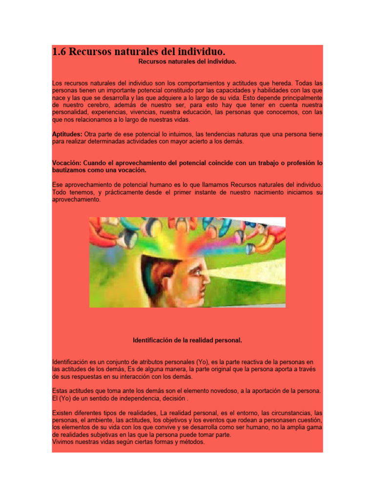 tema 1.6recursos naturales del individuo | PDF