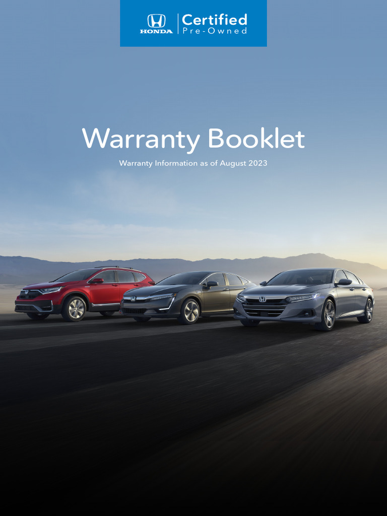 Honda Certified Pre Owned Vehicles Warranty Booklet | PDF