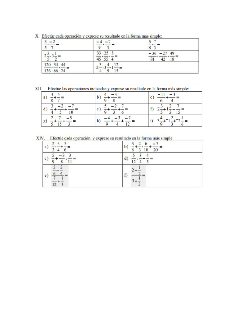 Ejercicios Operaciones Con Números Racionales | PDF