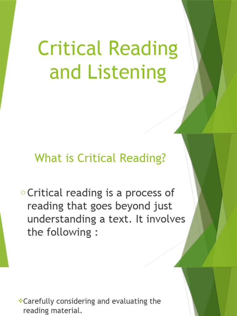 Critical Reading and Listening | PDF | Argument | Evidence