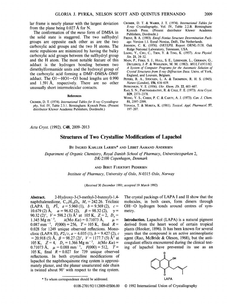 Structures of Two Crystalline Modifications of Lapachol | PDF ...
