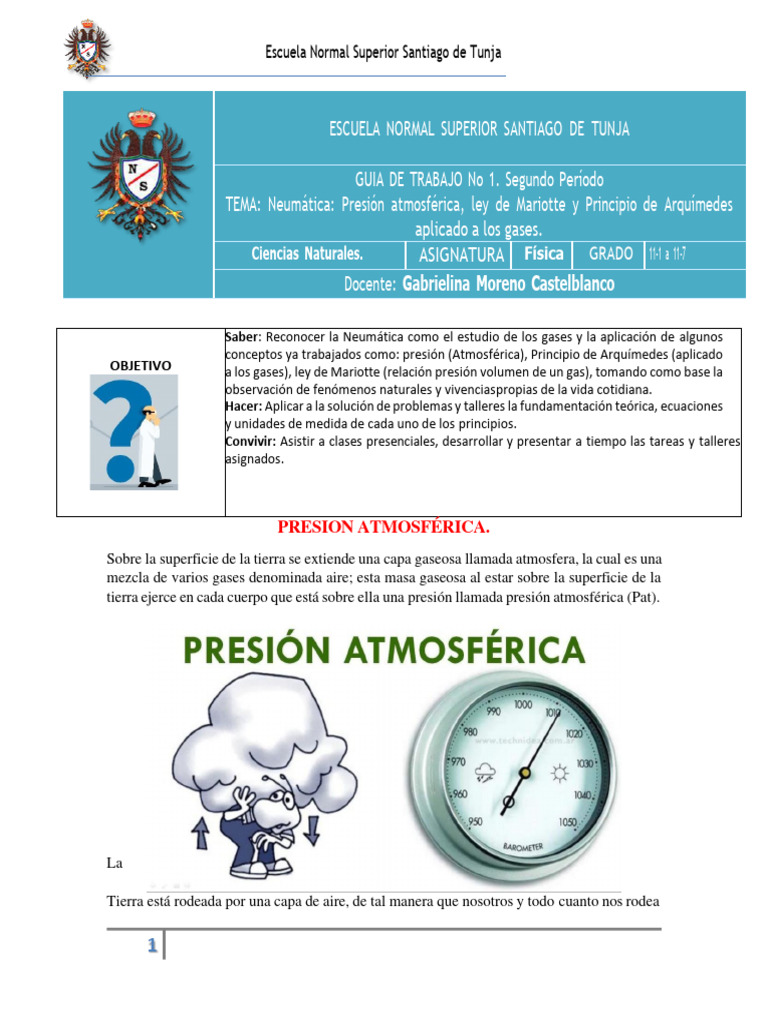 Guia #1 Neumática. | PDF | Presión | Gases