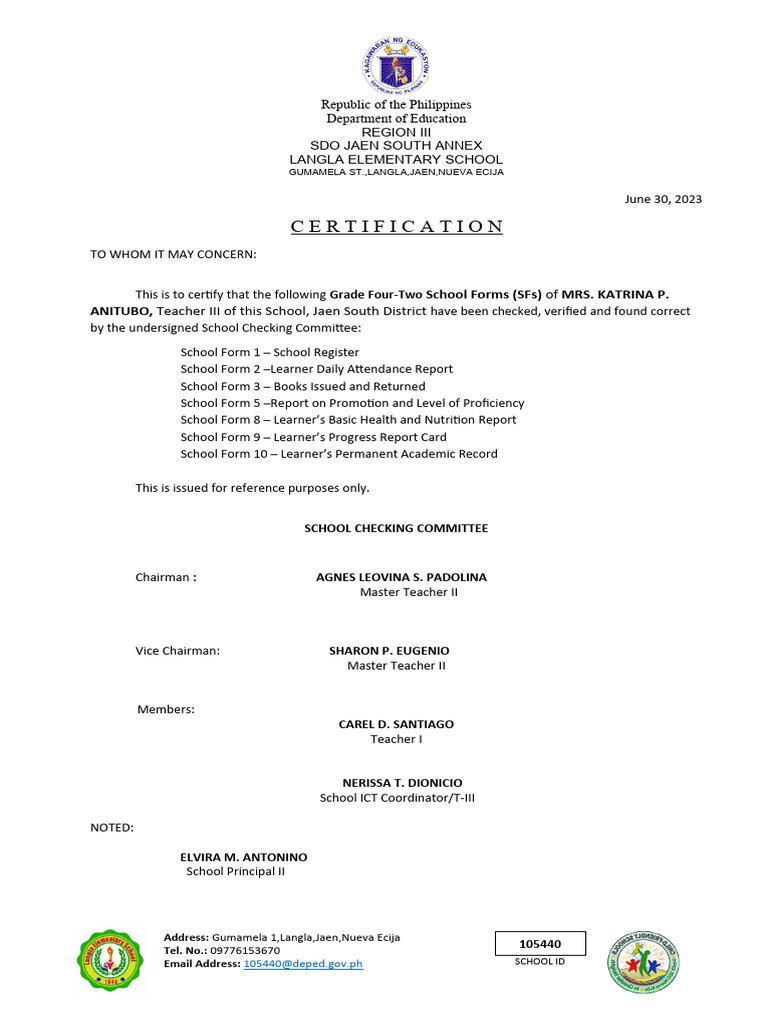 Certification Checking of Forms | PDF