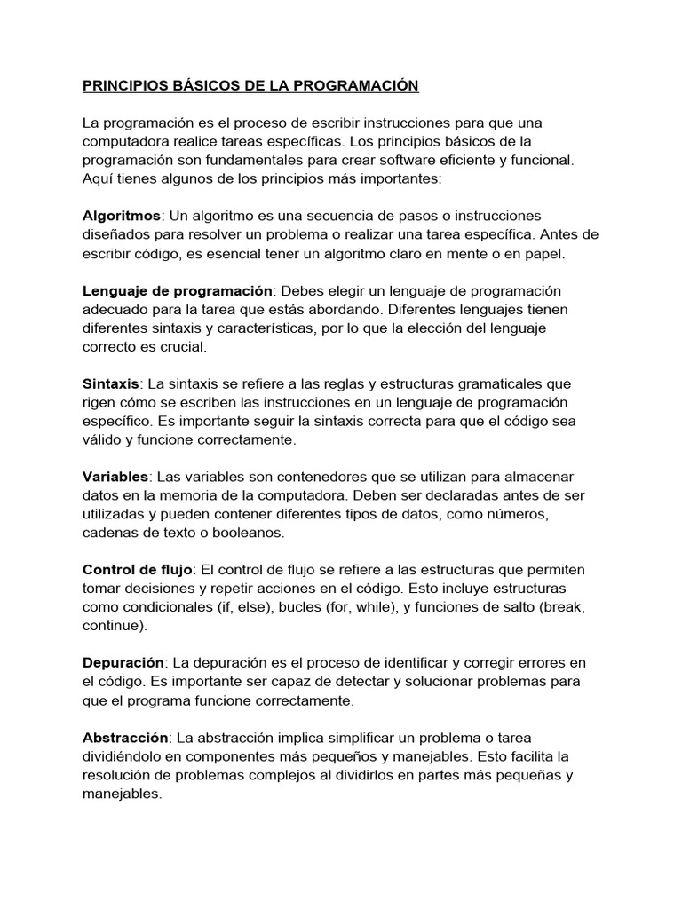 Principios Básicos de La Programación | PDF | Lenguaje de programación ...