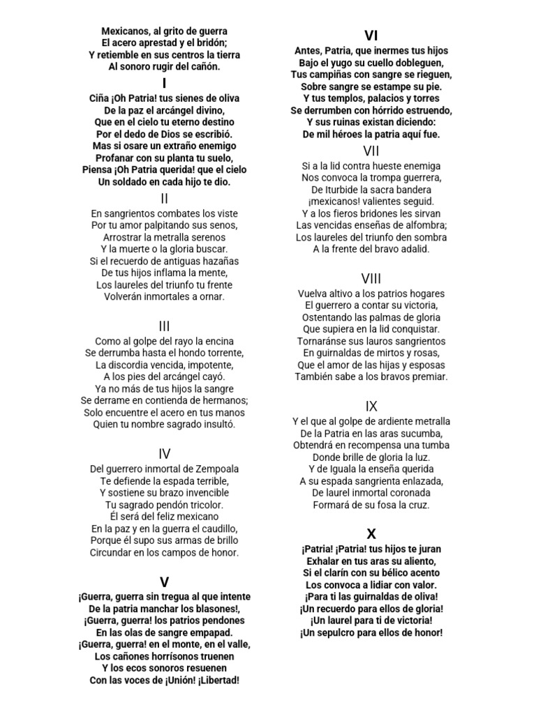 Himno Nacional Mexicano e Himno Del Edo. de México | PDF