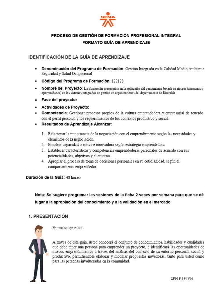 Guía de aprendizaje_Emprendimiento | PDF | Business | Iniciativa empresarial