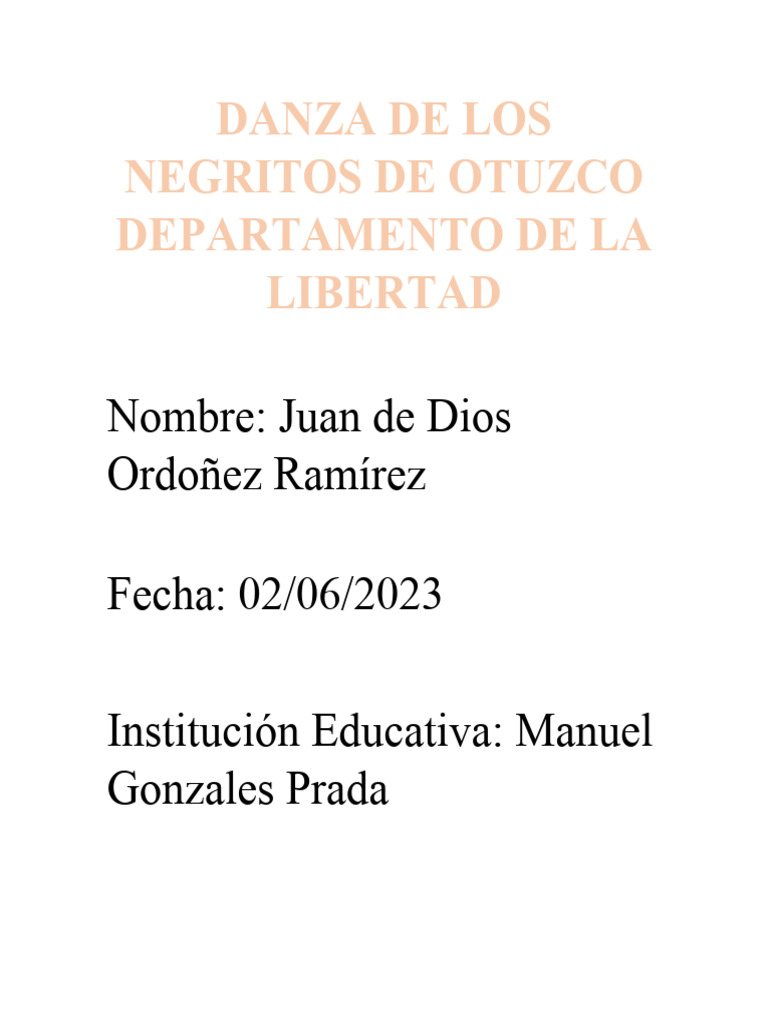 La Danza de Los Negritos de Otuzco Tarea de Danza | PDF