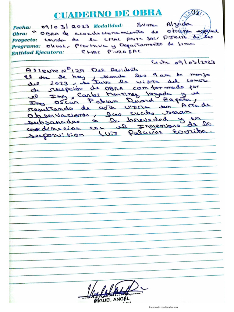 Cuaderno de Obra-recepcion Final | PDF