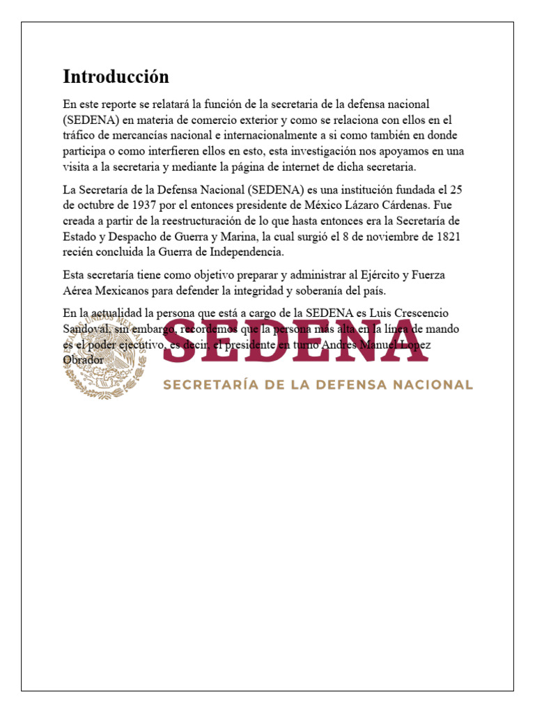 SEDENA y su Rol en Comercio Exterior | PDF | México | Gobierno