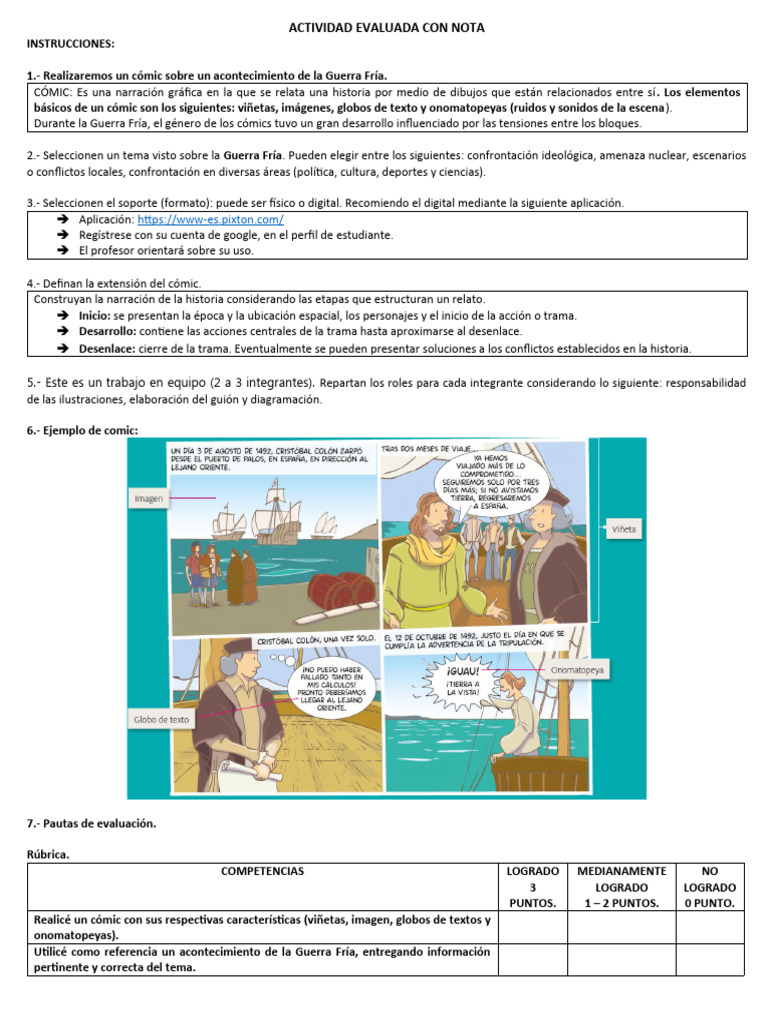 ACTIVIDAD EVALUADA CON NOTA CÓMIC | PDF