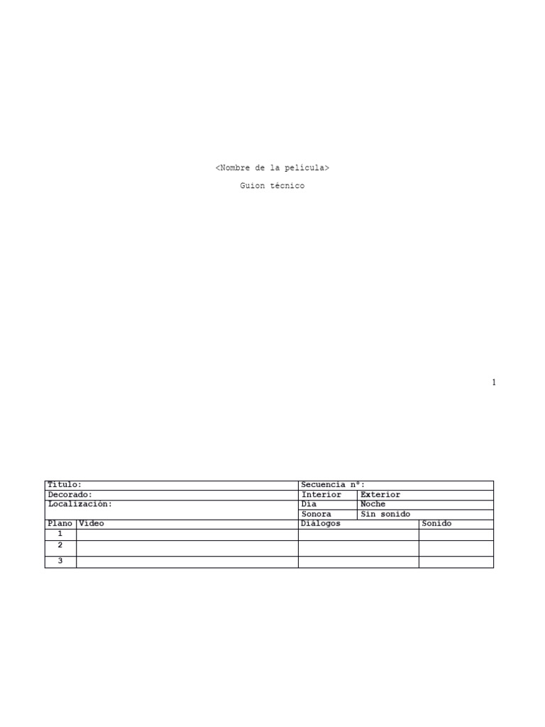 Plantilla de Guión Técnico | PDF