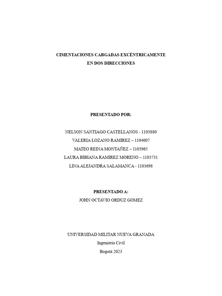 Cimentaciones - Cargadas - Excéntricamente Grupo 4 | PDF