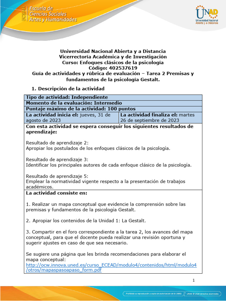 Guía de Actividades y Rúbrica de Evaluación - Unidad 1 - Tarea 2 - Premisas y Fundamentos de La ...