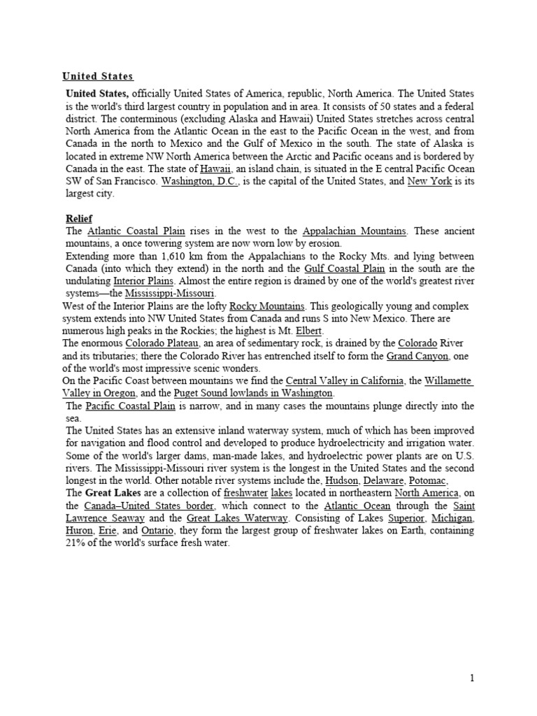 United States - Physical Geography | PDF | Travel