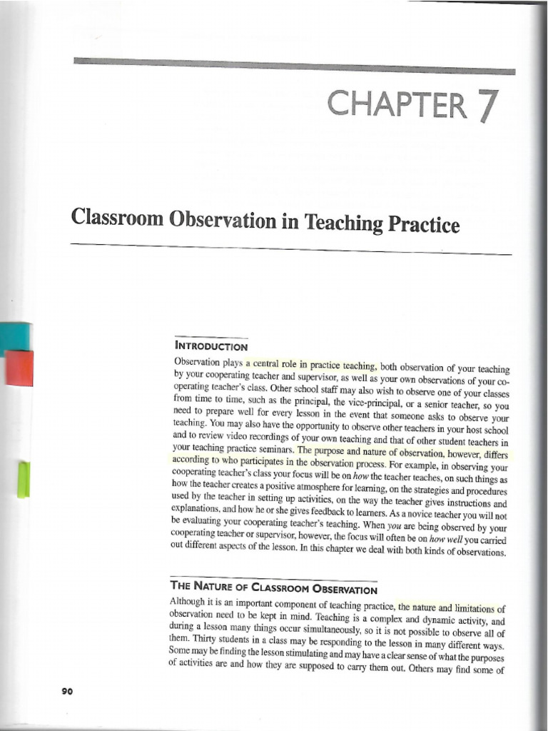 Richards Practice Teaching A Reflective Approach Chapter 7 Classroom Observation | PDF