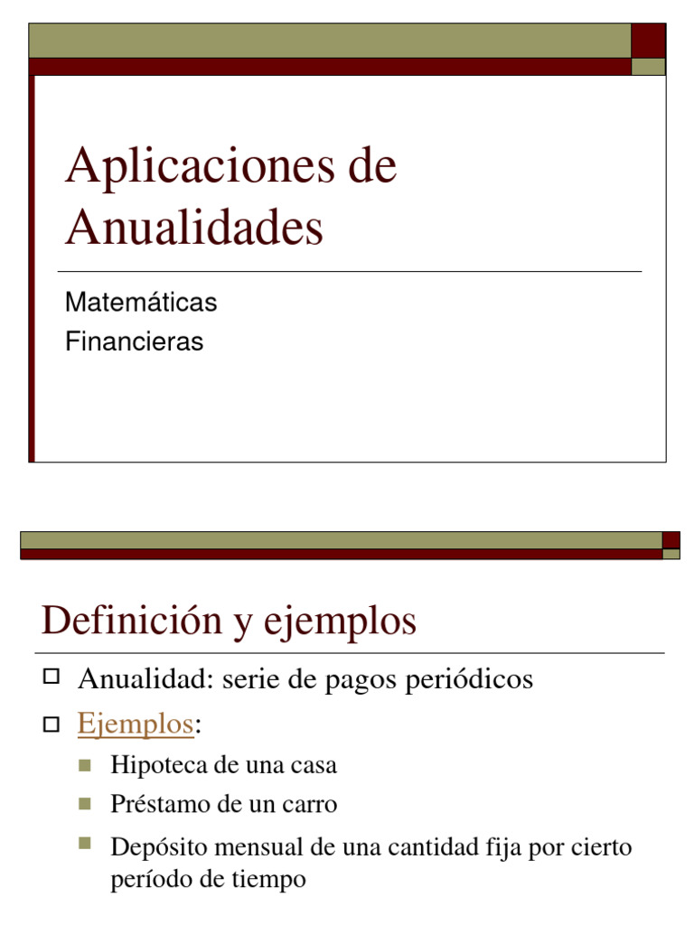 Tema 2 Anualidades | PDF | Finanzas y dinero