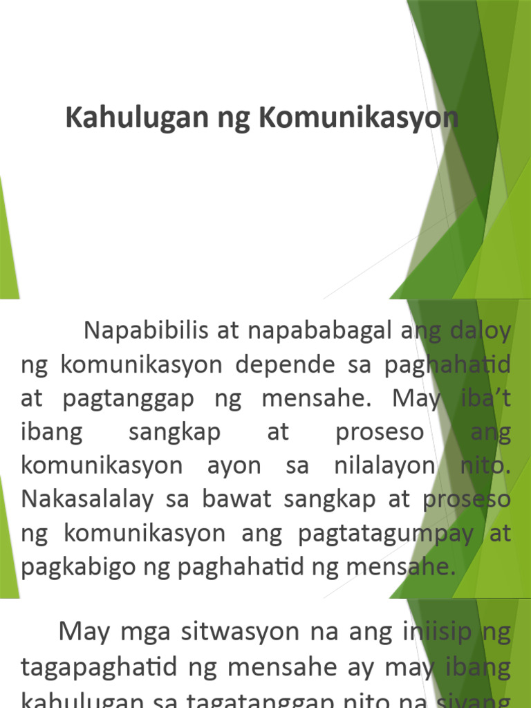 Kahulugan Ng Komunikasyon | PDF