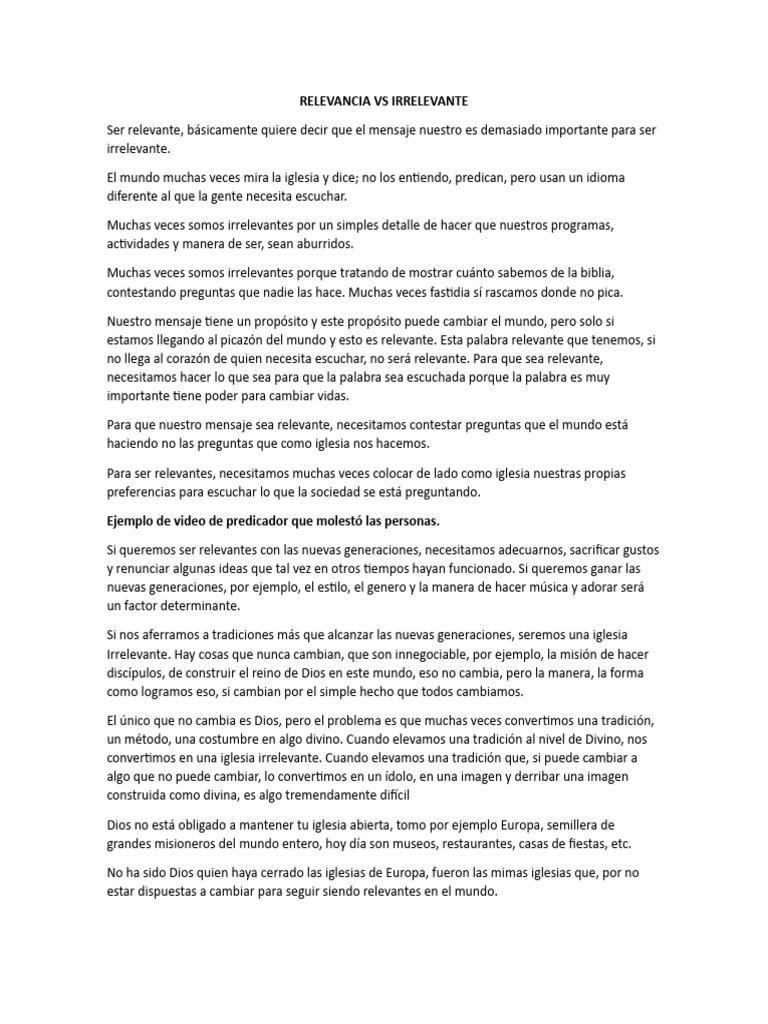 Relevancia VS Irrelevante | PDF