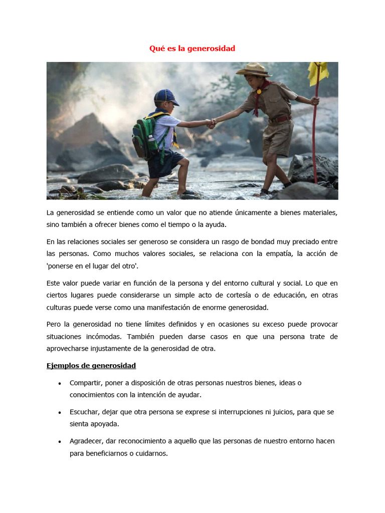 Qué Es La Generosidad Pdf