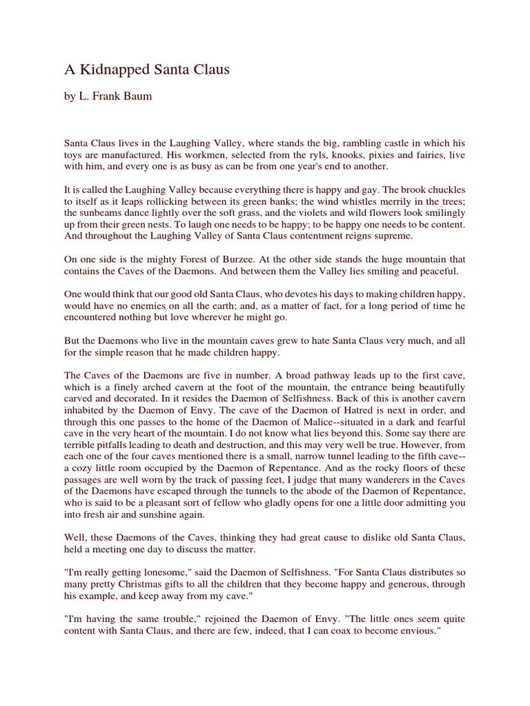 Day 1-Week 1 Lesson 1 - Extra Reading A Kidnapped Santa Claus | PDF