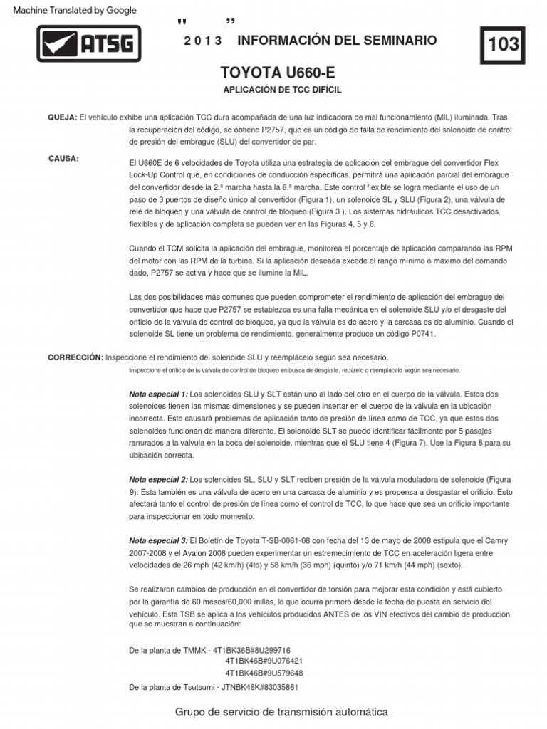 U660 Atsg | PDF | Embrague | Transmisión automática