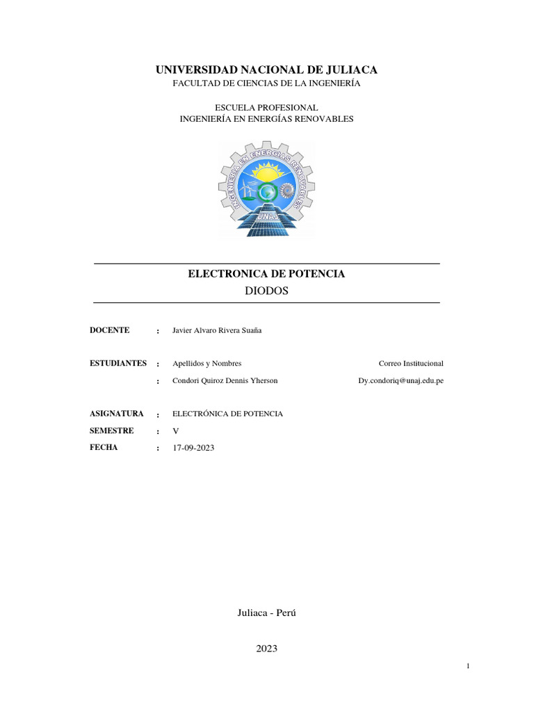 Condori Quiroz, Dennis - (Inf-01 - Diodos) | PDF | Diodo | Semiconductores