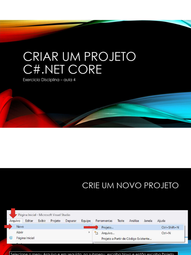 Etapas para Criar Projetos em C Net Core | PDF | Métodos e Materiais de Ensino