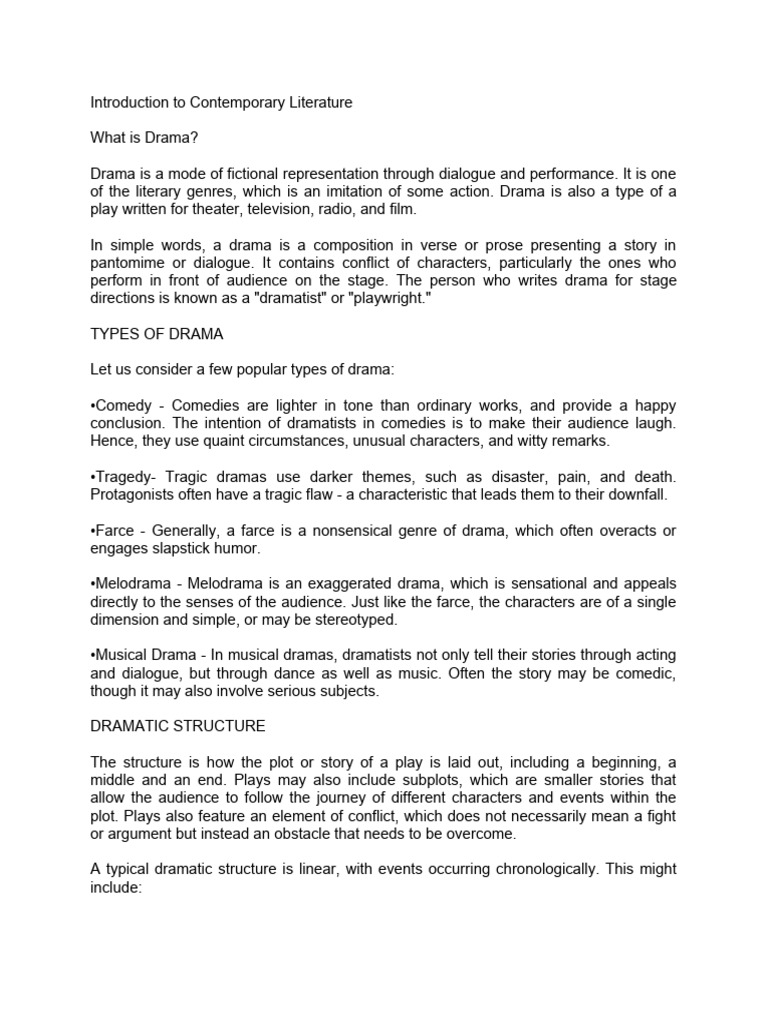 Drama_Introduction-to-Contemporary-Literature | PDF | Comedy | Tragedy