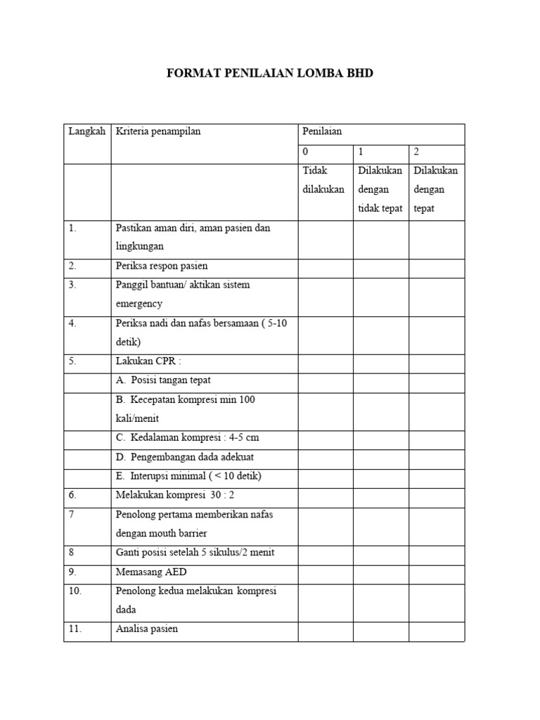 Panduan Penilaian Lomba BHD | PDF