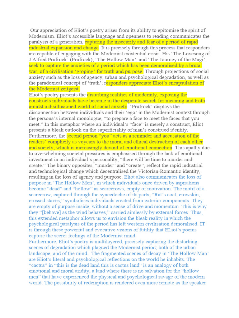 Mod B Band 6 Essay 1 | PDF | Modernism