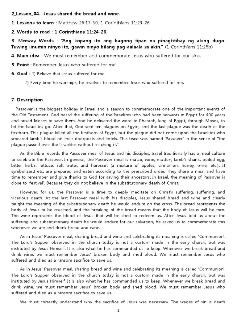 2 LESSON 04 Eng | PDF | Eucharist | Passover