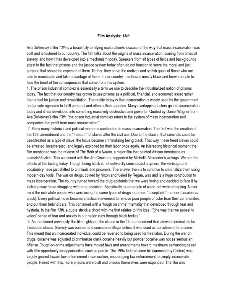 13th Film Analysis | PDF