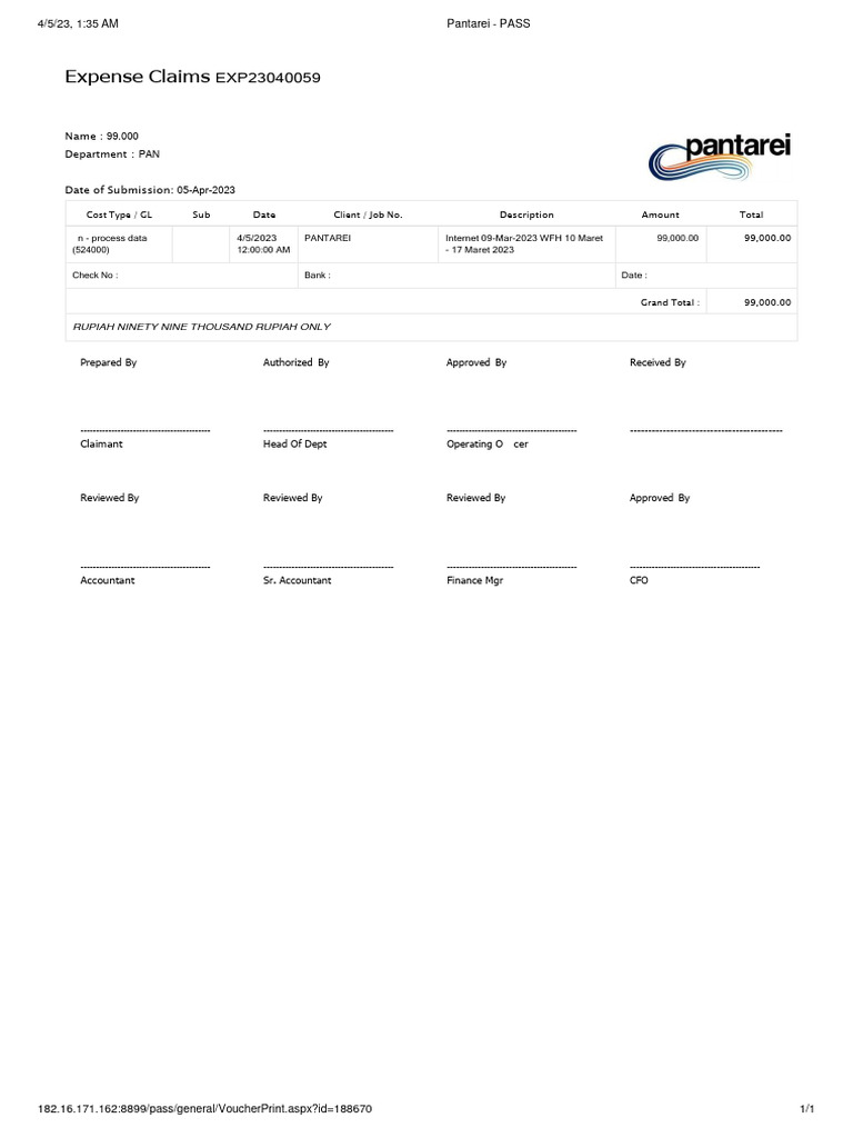 Expense Claim Submission 524000/12 | PDF