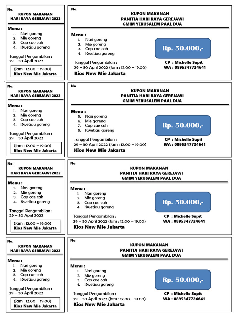 Kupon Makanan | PDF | Memasak, Makanan, & Anggur