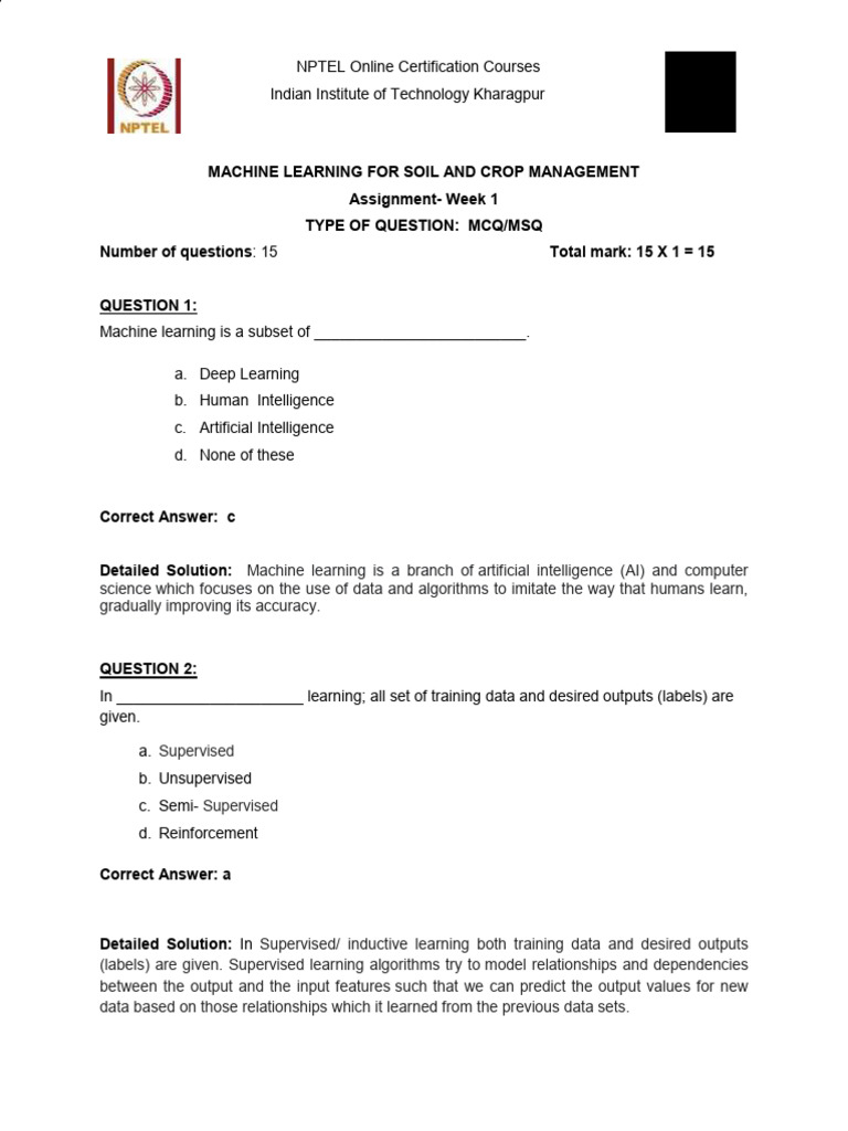 Assignment Week 1 Mlscm Pdf 