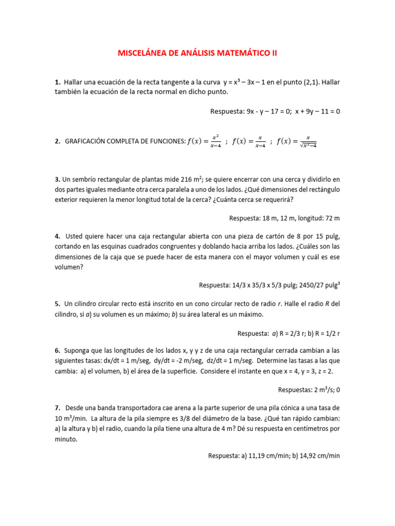 Miscelánea de Análisis II | PDF