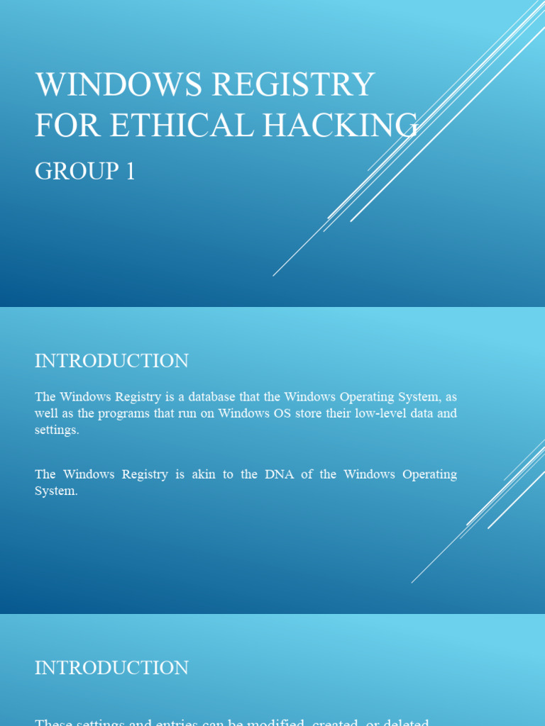 Windows Registry For Ethical Hacking | PDF