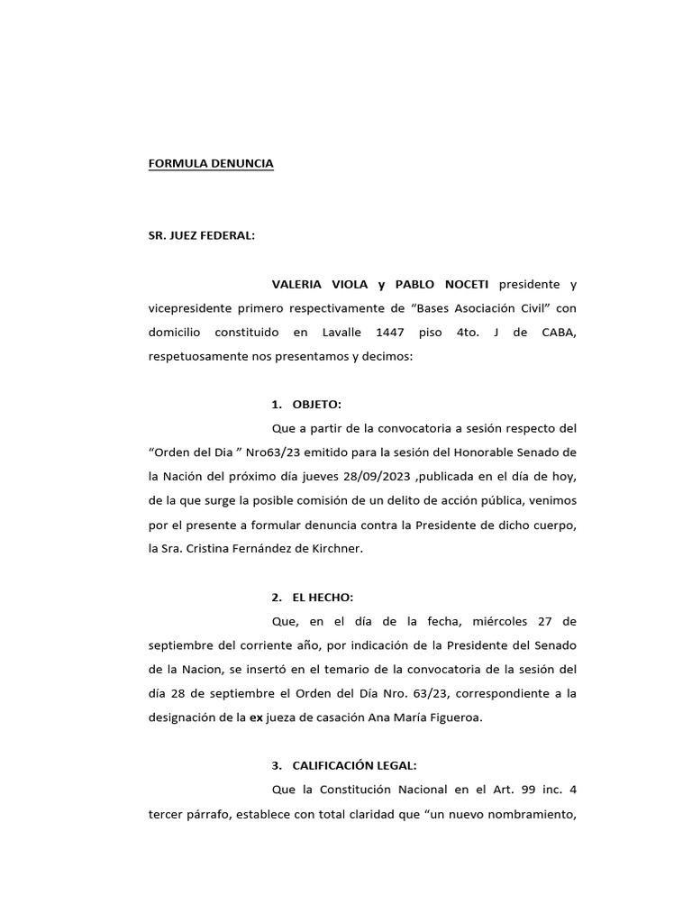 FORMULA DENUNCIA Final Valeria Viola-Signed Pablo Noceti-Signed-Certificate | PDF | Separación ...