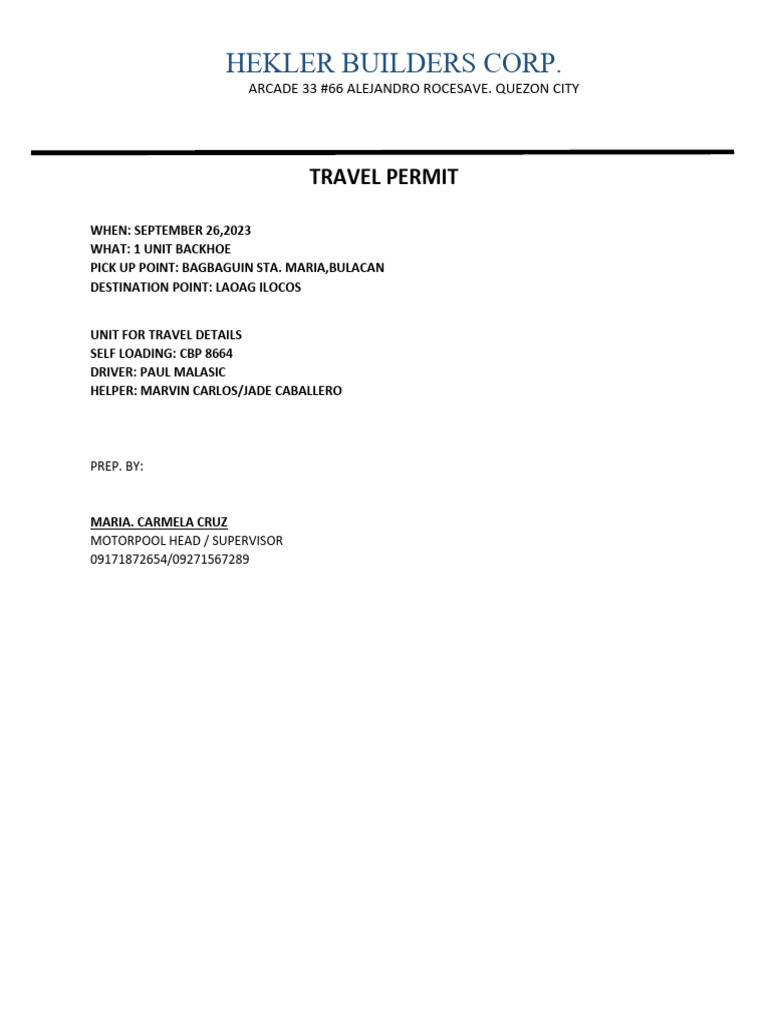Travel Permit | PDF