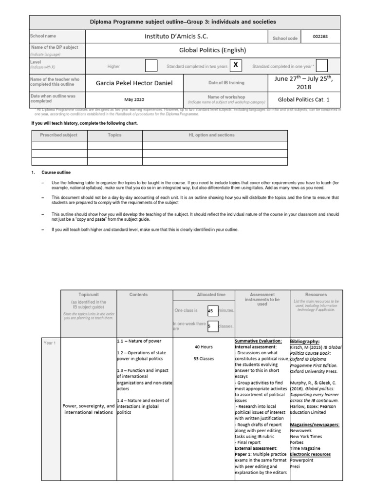 Global Politics - Subject Outline | PDF | Knowledge | Learning