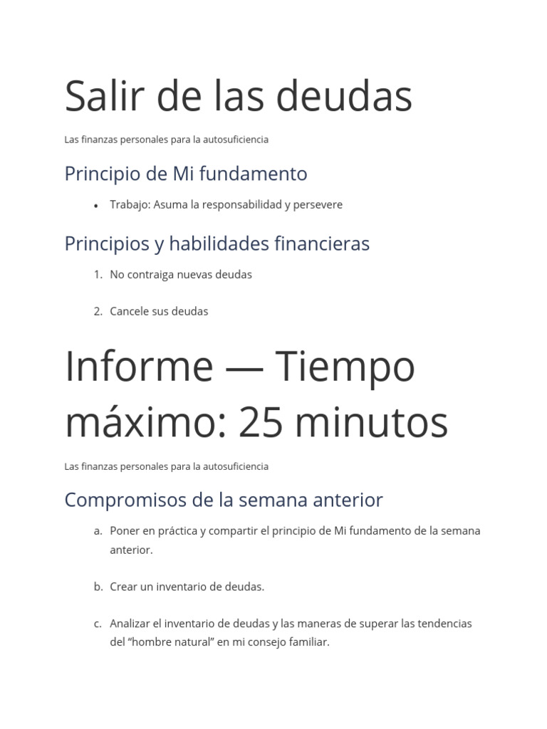 Salir de Las Deudas | PDF | Crédito | Finanzas y administración del dinero