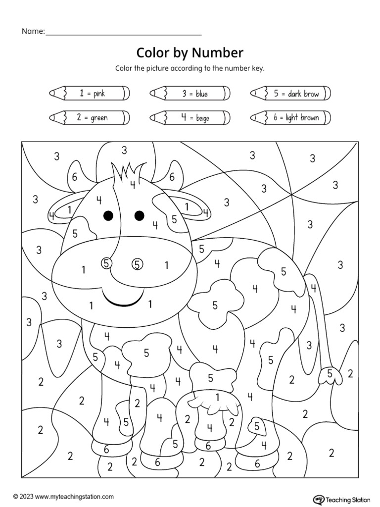 Color by Number Cute Cow | PDF | Color | Vision