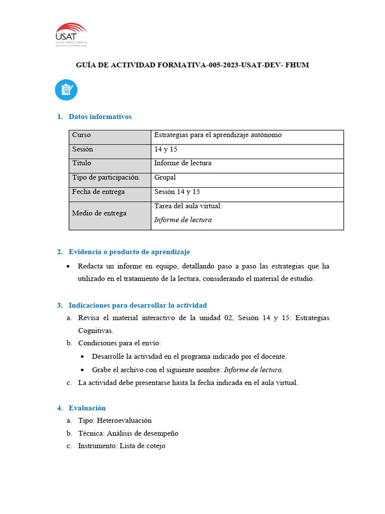 Actividad Formativa 5 (Sesiones 14 y 15) | PDF