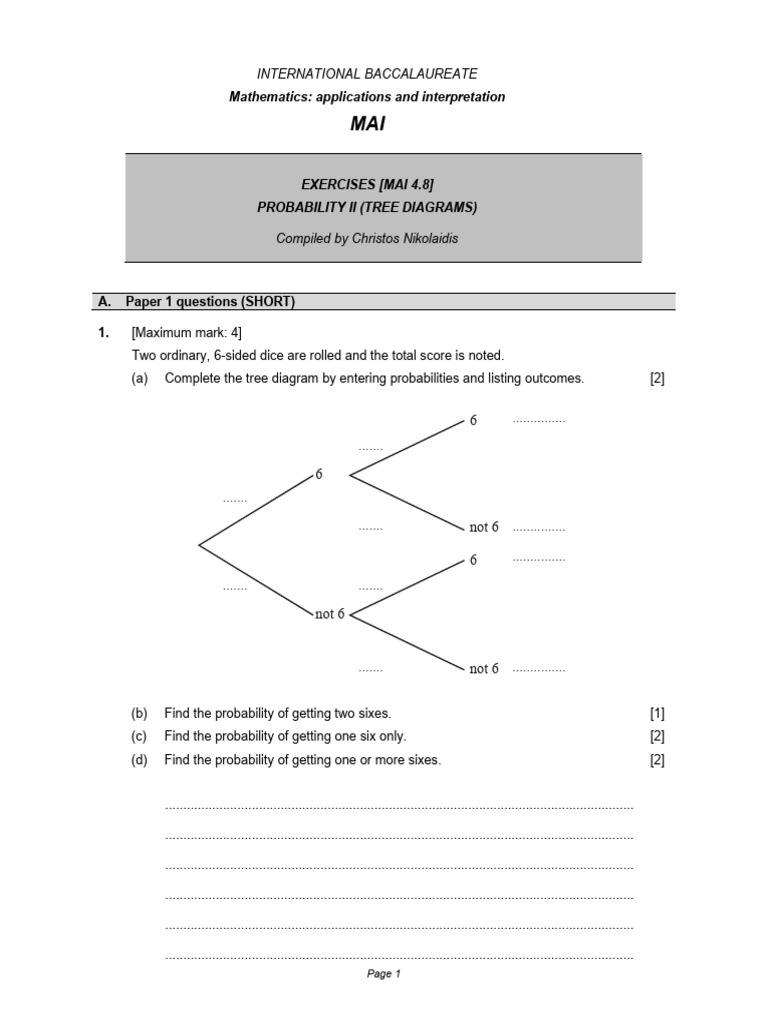 Probability Exercises: Tree Diagrams | PDF