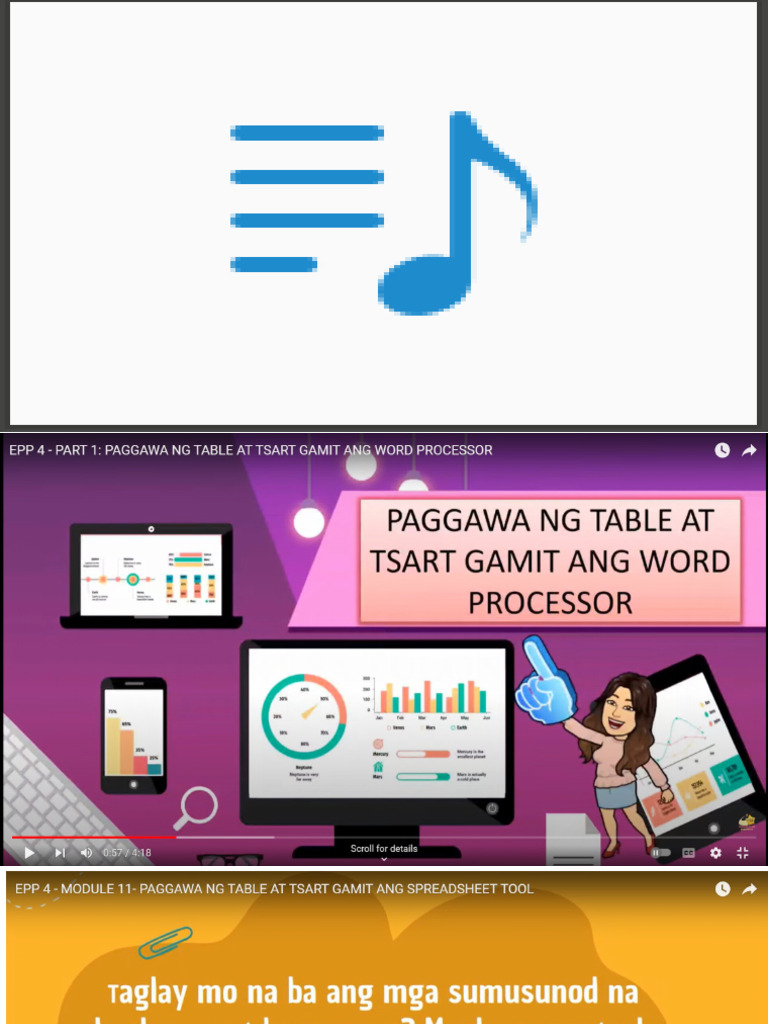 Paggawa NG Table at Tsart Sa Tulong NG Word Processing Tool | PDF
